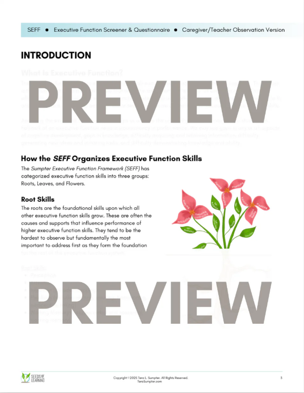 SEFF Executive Function Screener & Questionnaire: Caregiver/Teacher Ob – Seeds of Learning